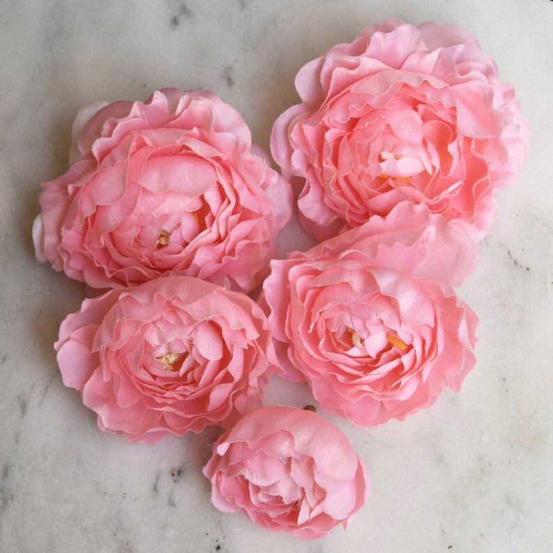 Pink Ranunculus - Set of 5, Ranunculus Head, Artificial Ranunculus ...