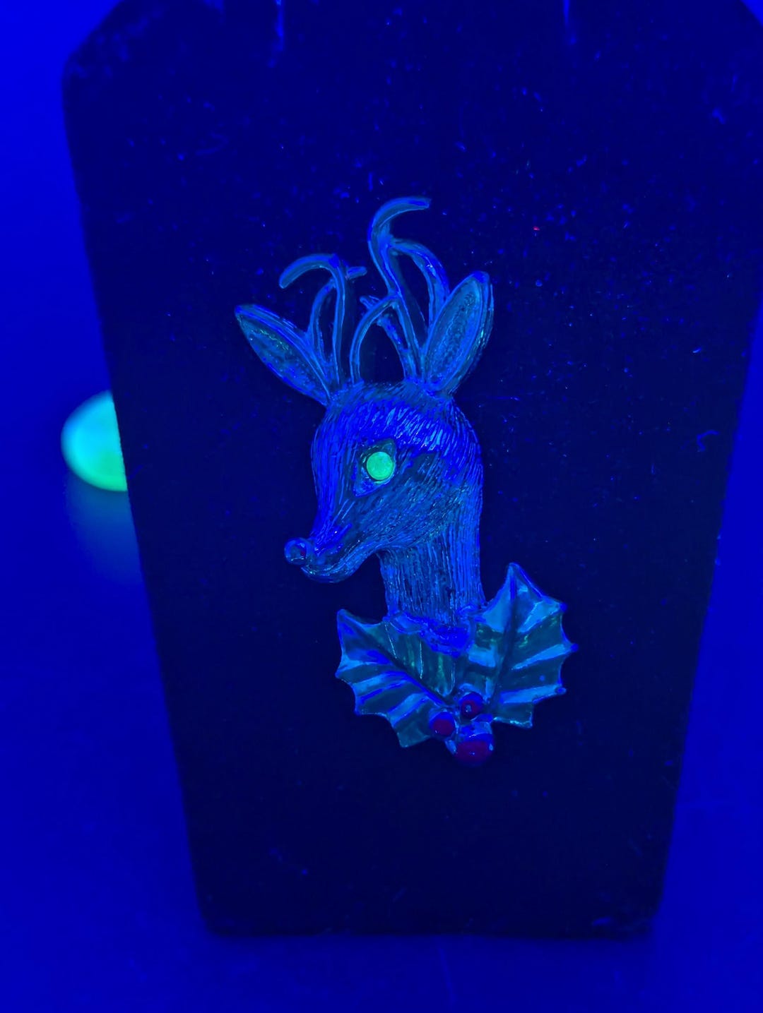Uranium Glass Reindeer Brooch Pin Upcycled Repurposed Christmas UV ...