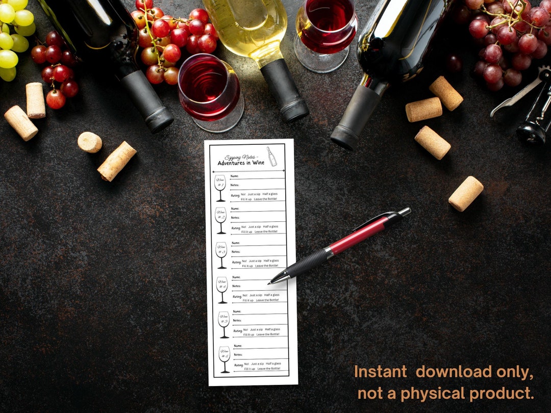 Wine Tasting Scoring Sheet Instant Download, Wine Tasting Party ...