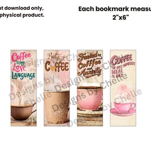 Coffee Bookmarks Printable Bundle, Coffee Quotes Instant Download ...