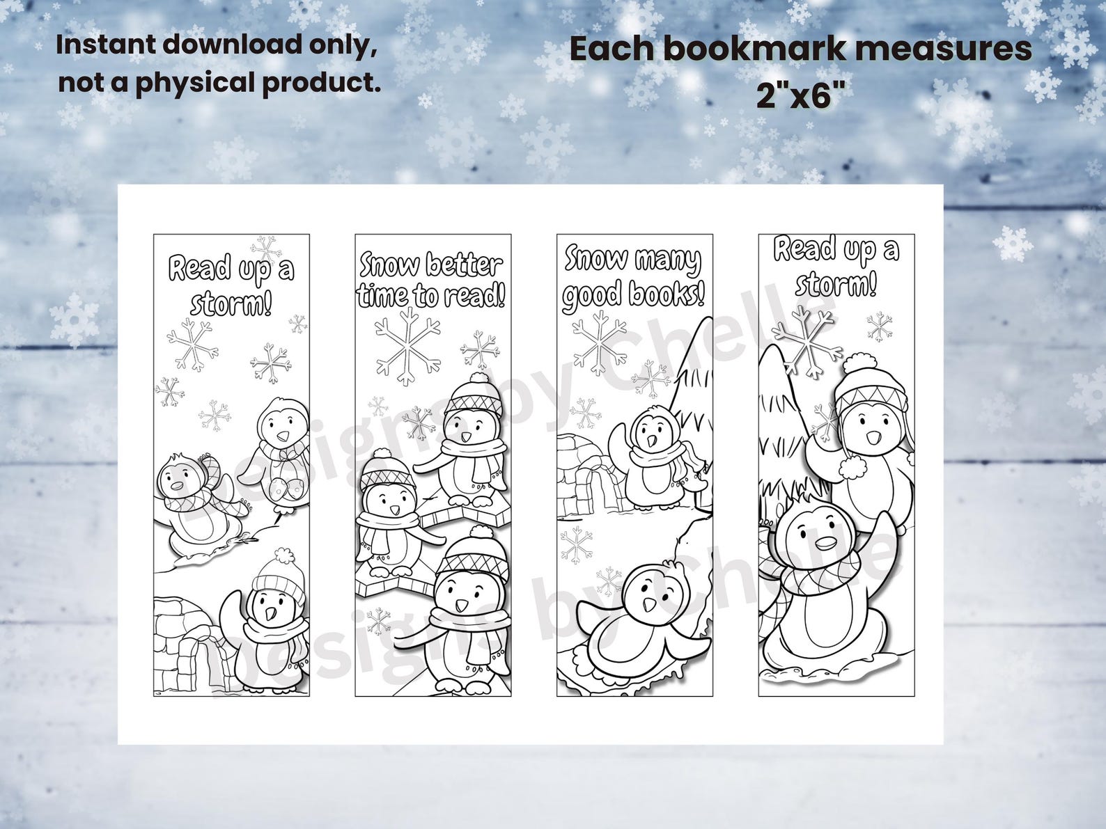 Winter Bookmarks: Color Your Own Printable Bookmarks (PDF & PNG) - Etsy