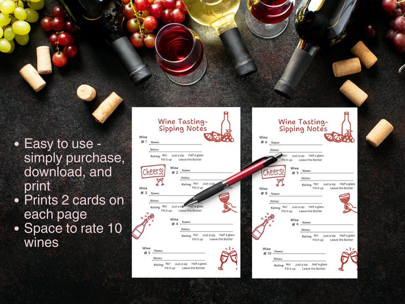 Wine Tasting Score Card: Editable Canva Template, Wine Party Game (PDF ...