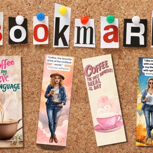 Coffee Bookmarks Printable Bundle, Coffee Quotes Instant Download ...