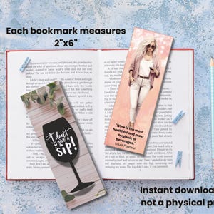 Wine Bookmarks Printable Set, Quotes Instant Download, Wine Quote ...