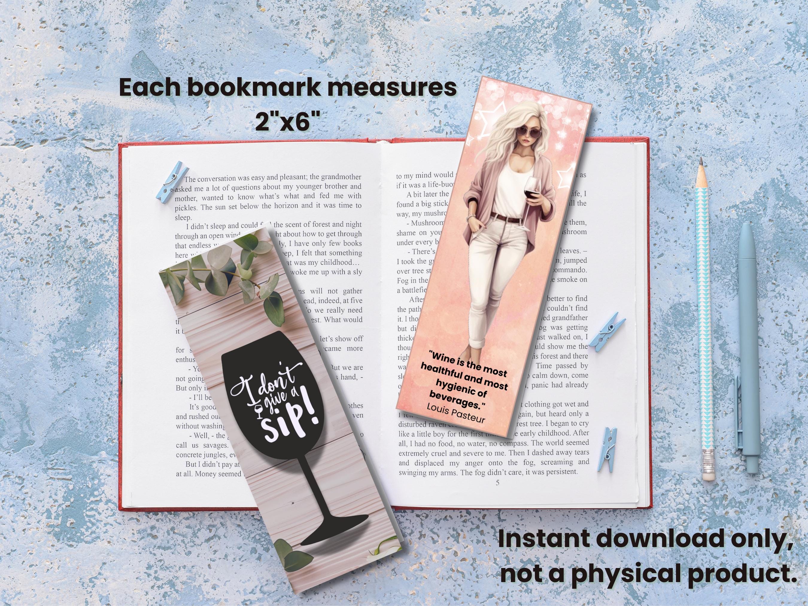 Wine Bookmarks Printable Set, Quotes Instant Download, Wine Quote ...