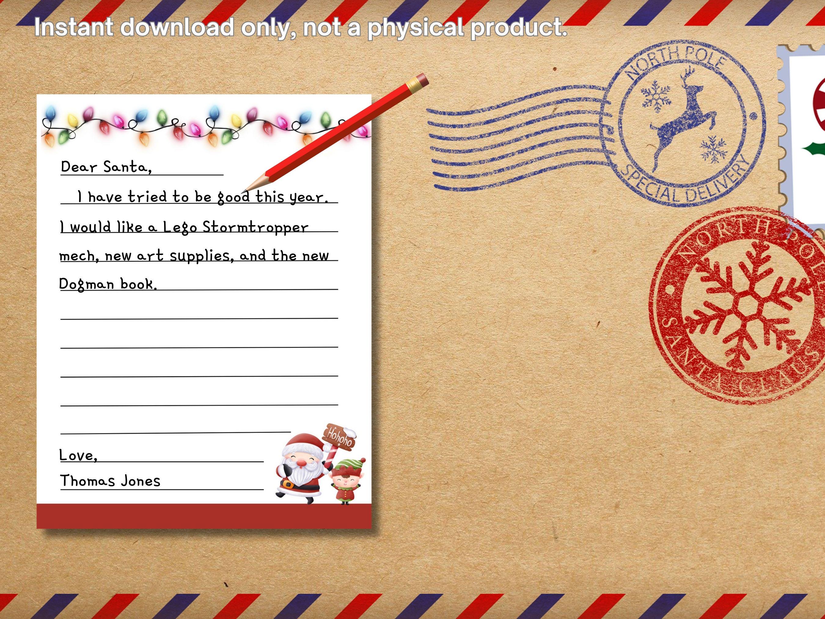 Letter to Santa, Printable Santa Wish List Letters, Christmas Letter ...