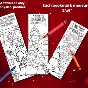 Kids Christmas Bookmarks, Color Your Own, 12 Designs (printable ...