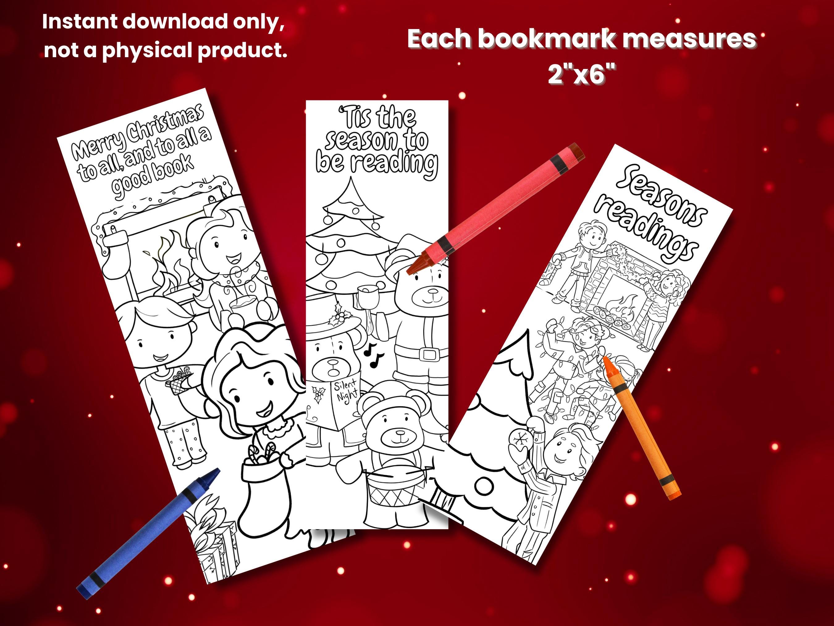 Kids Christmas Bookmarks, Color Your Own, 12 Designs (printable ...