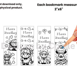 Highland Cow Bookmarks: Printable Coloring Page Set of 4 (PDF/PNG ...