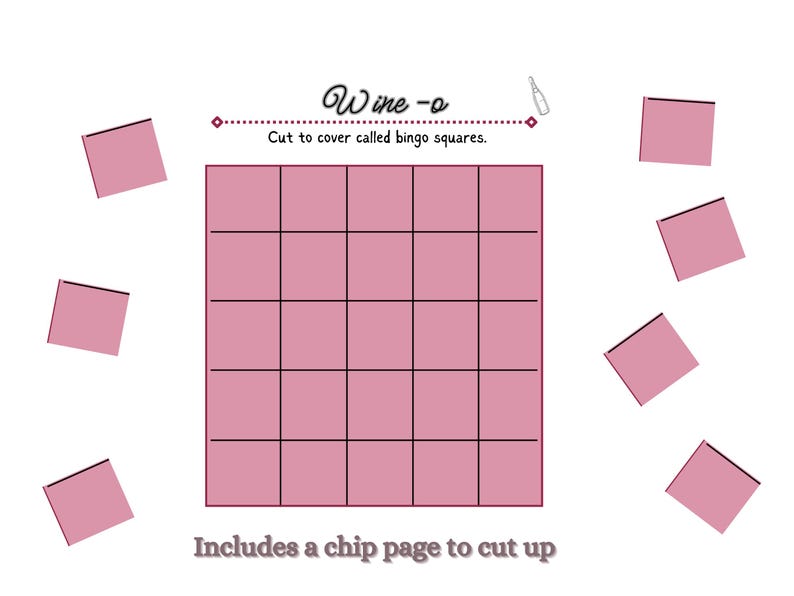 Wine Bingo Game Printable: Wine Tasting Party Activity (instant ...