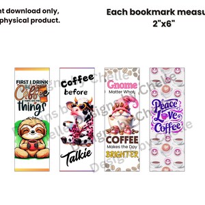 Coffee Bookmarks Printable Bundle, Coffee Quotes Instant Download ...