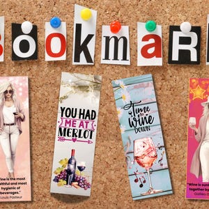 Wine Bookmarks Printable Set, Quotes Instant Download, Wine Quote ...