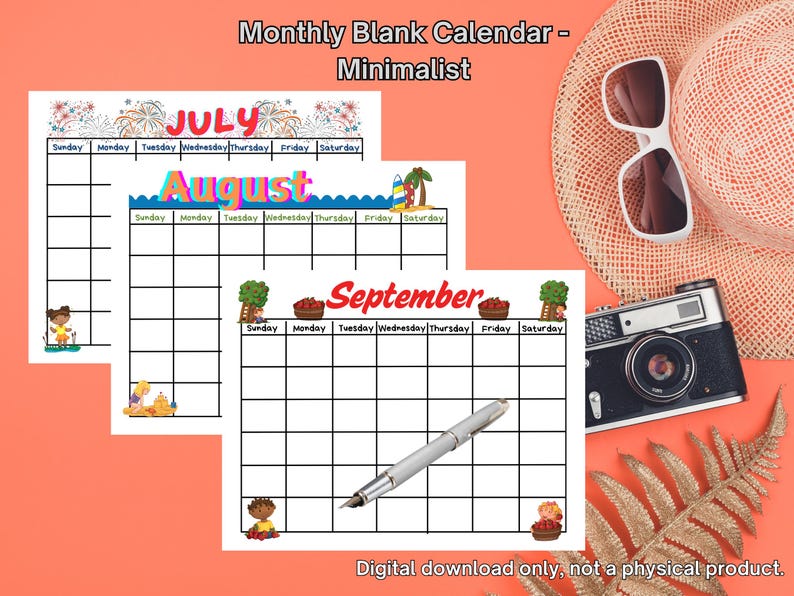 Printable Monthly Calendar: Homeschool Planner, Undated PDF (digital ...