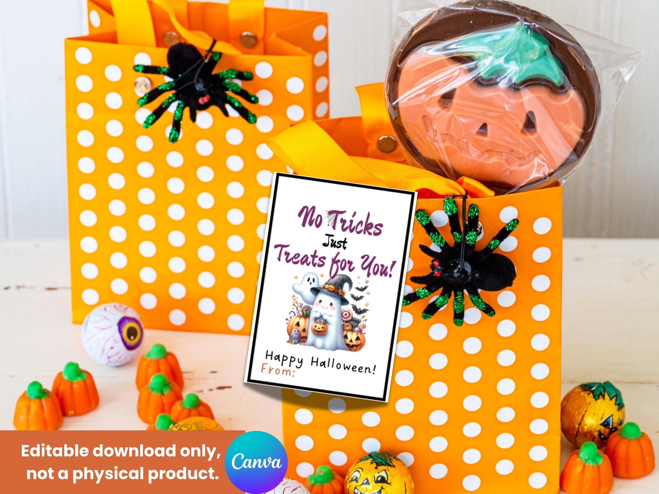 Halloween Favor Tags Printable, Canva Halloween Tags, Personalized Tag ...
