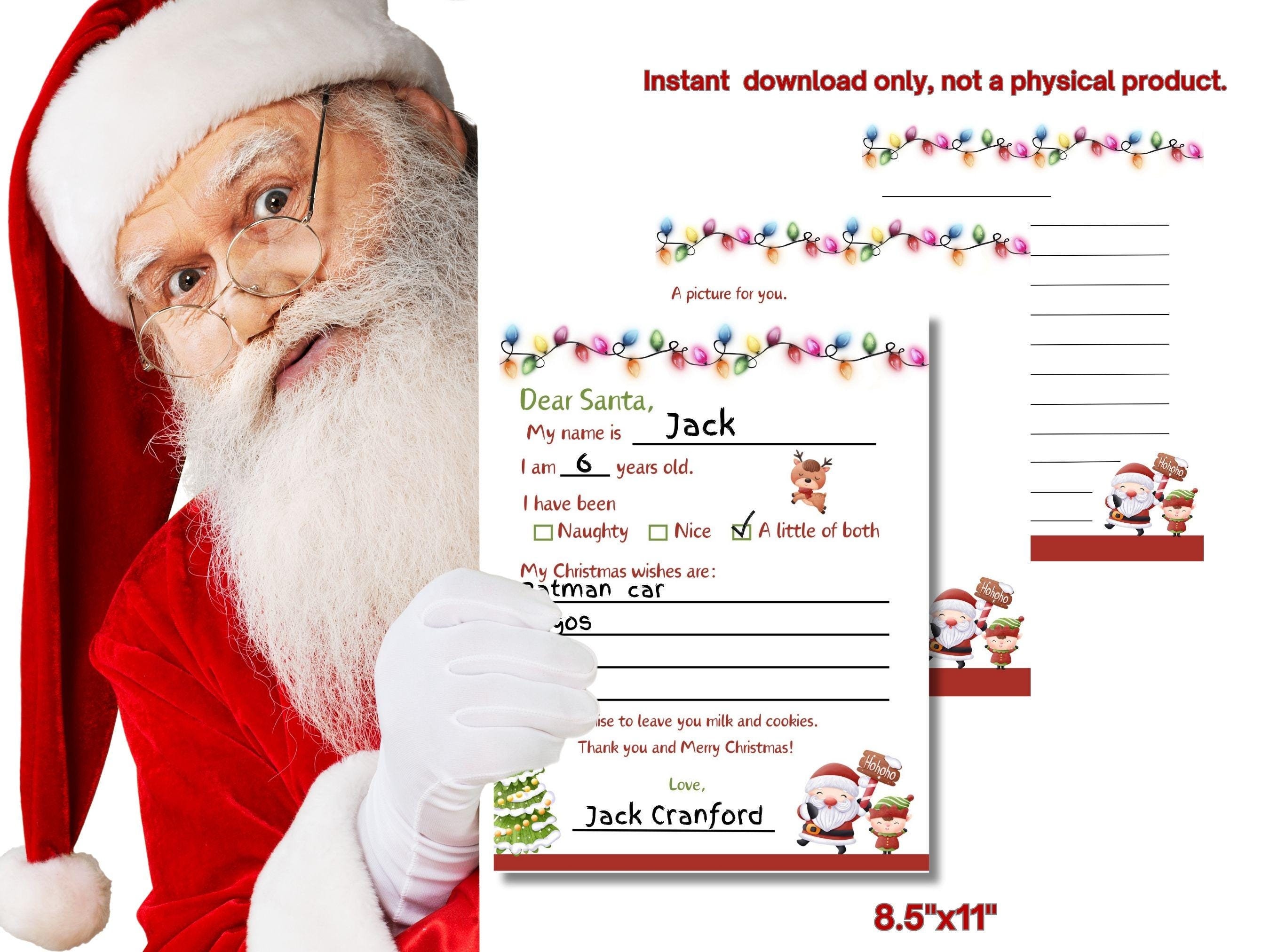 Letter to Santa, Printable Santa Wish List Letters, Christmas Letter ...