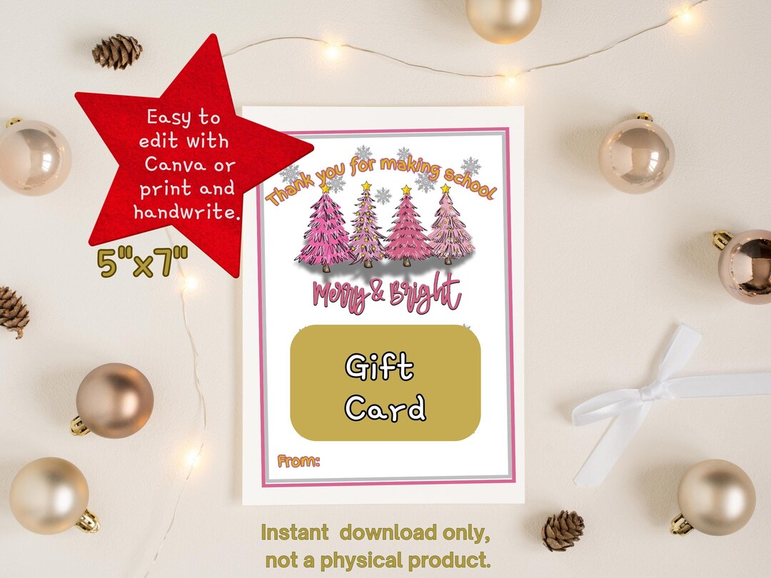Teacher Christmas Gift Card Holder, Making School Merry and Bright Gift ...