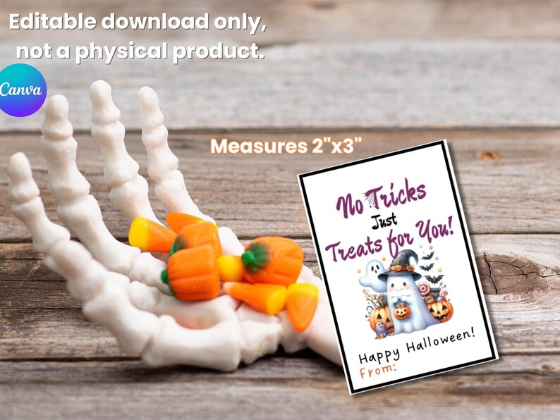 Halloween Favor Tags Printable, Canva Halloween Tags, Personalized Tag ...