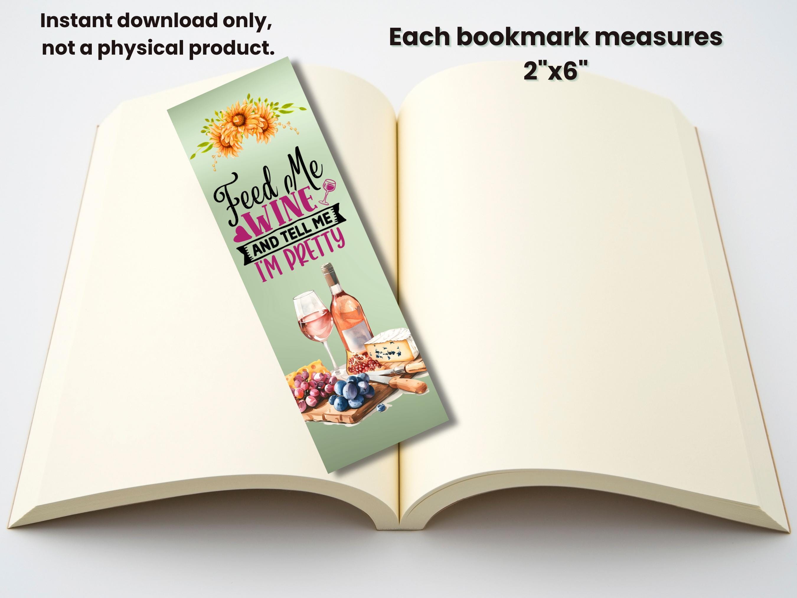 Wine Bookmarks Printable Set, Quotes Instant Download, Wine Quote ...