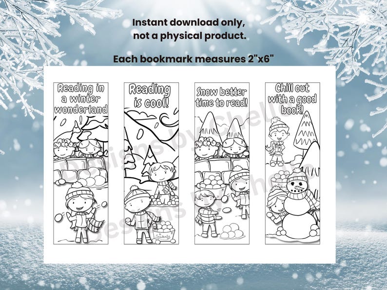 Winter Bookmarks: Color Your Own Printable Bookmarks (PDF & PNG) - Etsy