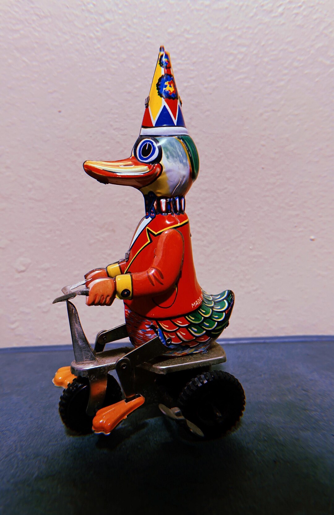 Vintage Tin Wind-up Tricycle Clown Duck (works Only When It Feels Like ...