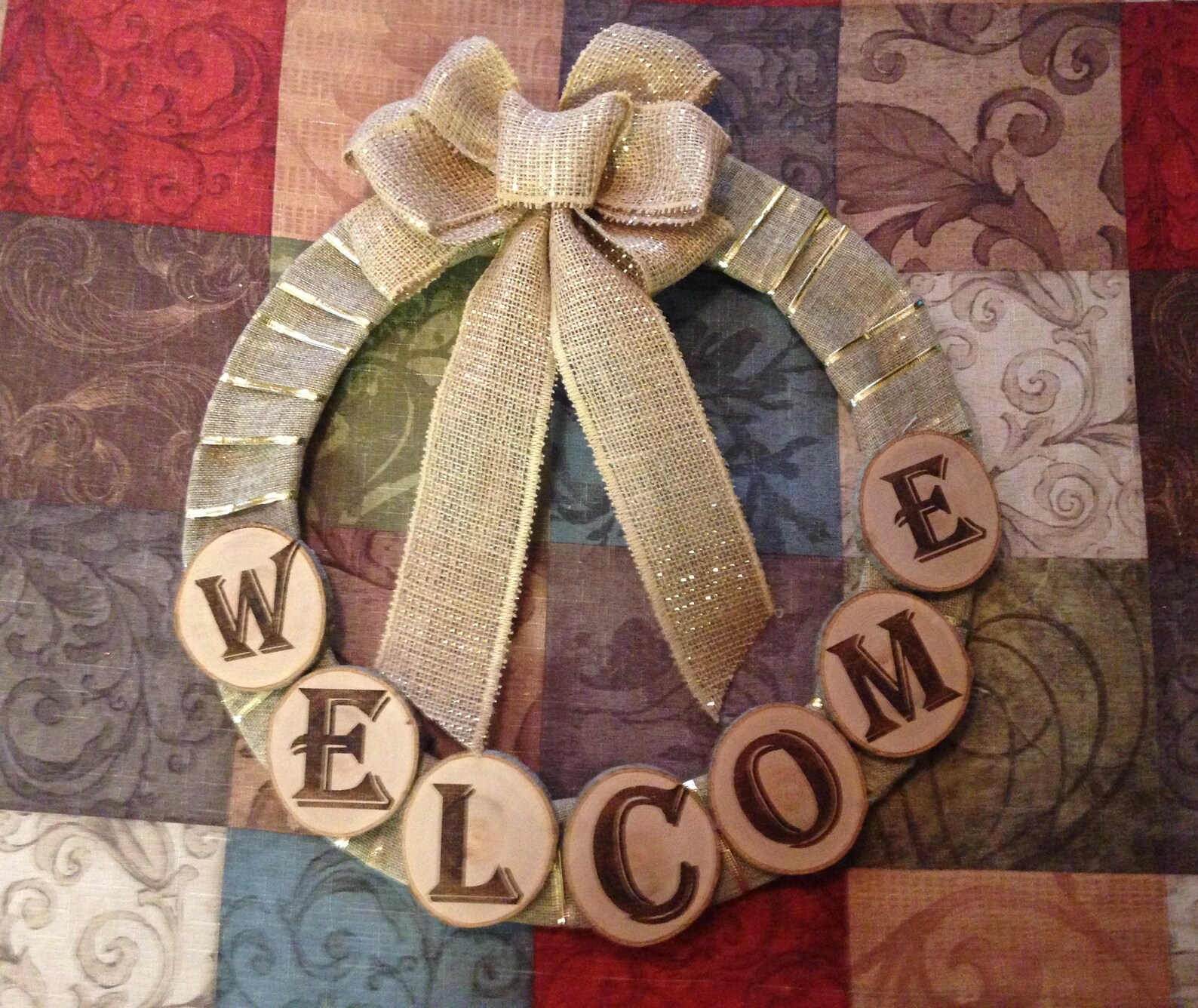 Wood Slice Welcome Wreath - Etsy