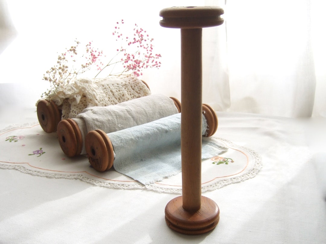 Large Wood Spool, Vintage French Big Bobbin, Retro Industrial Empty ...