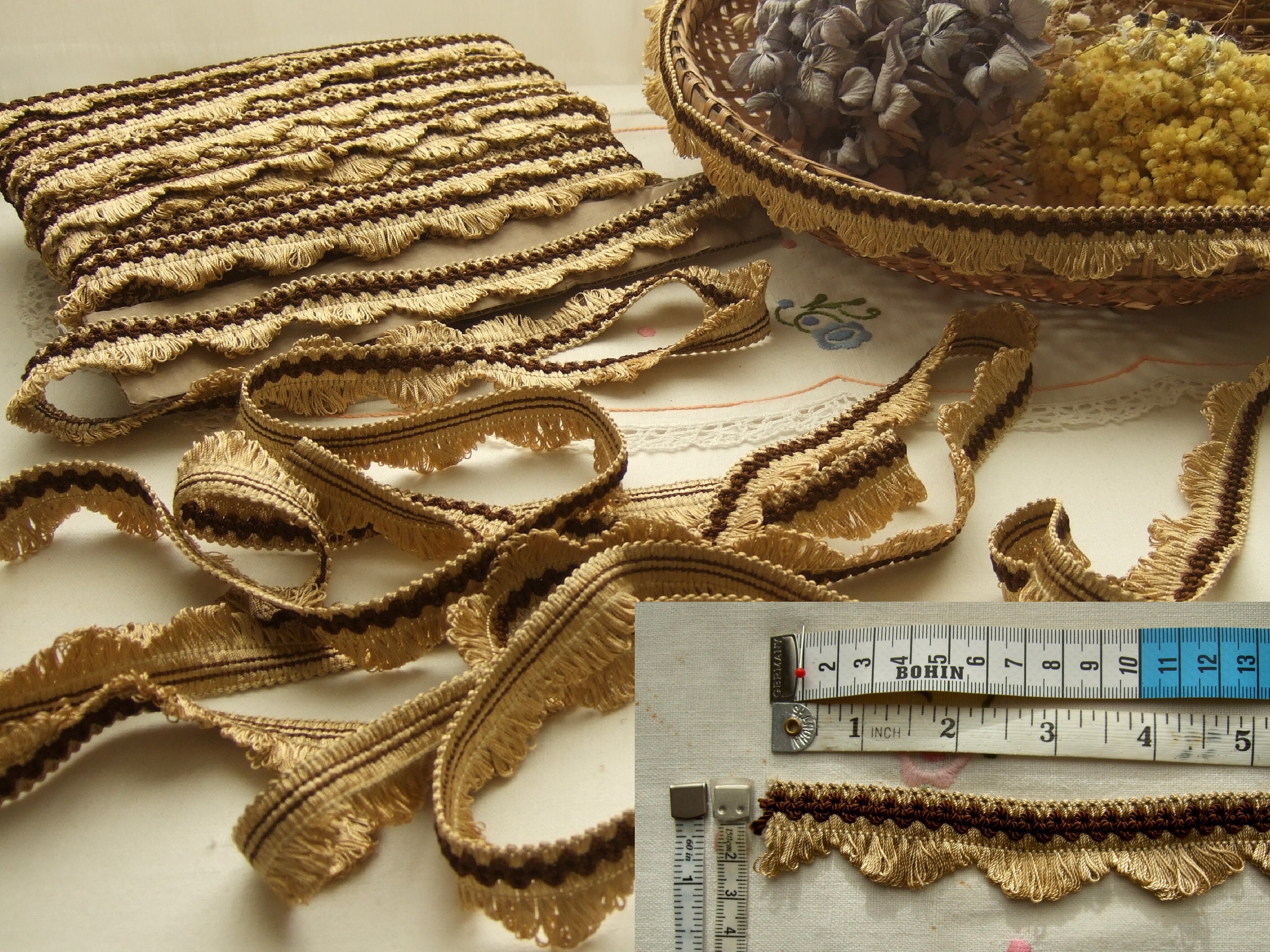 French Vintage Trim Sold by the Meter Beige Brown Blue - Etsy