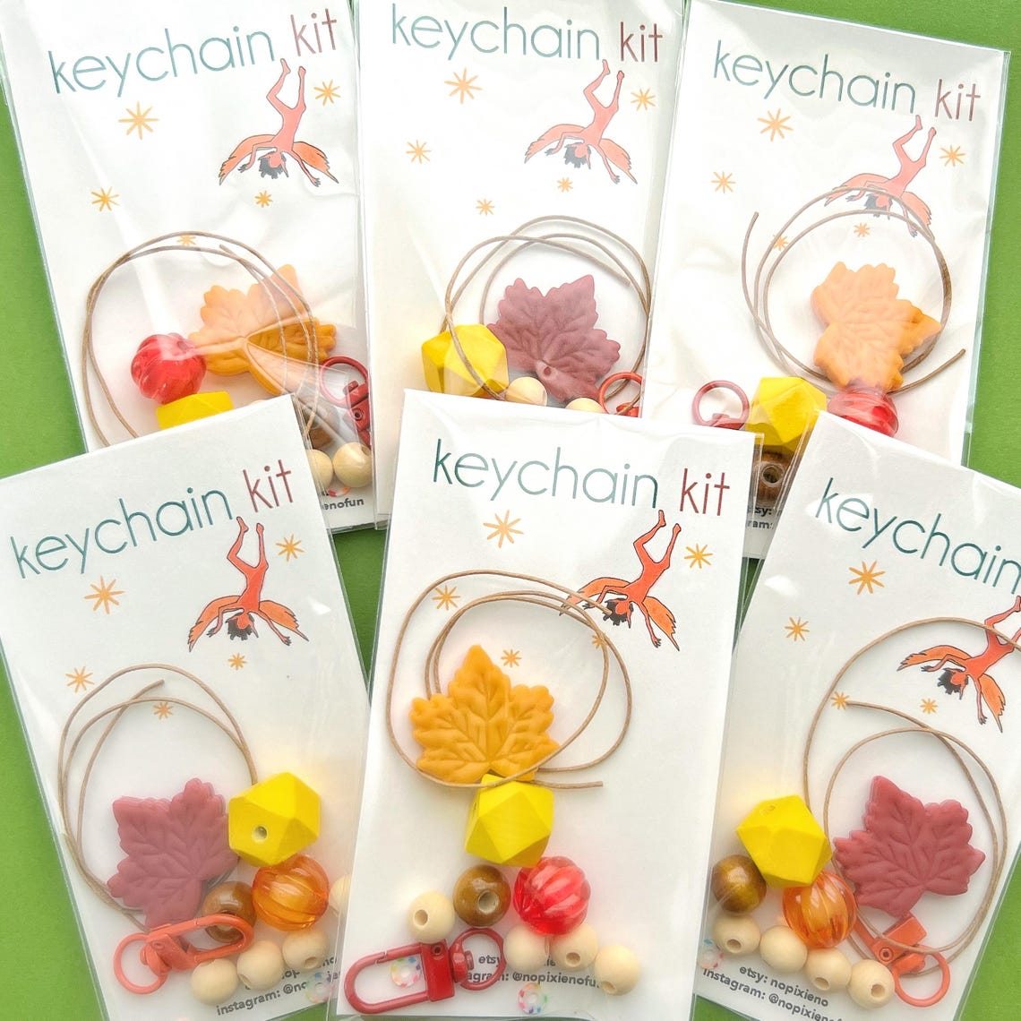 Autumn Leaf Keychain Kits for Kids Fall Party Favor DIY Thanksgiving ...