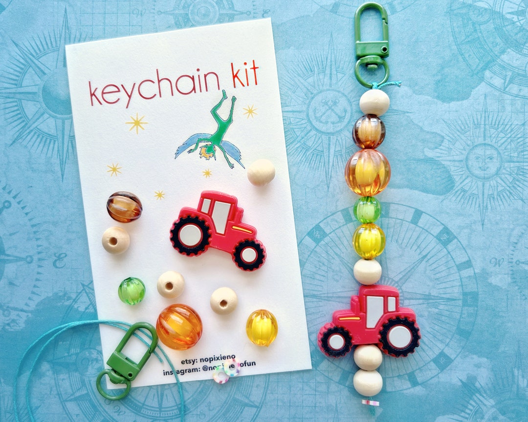 Farm Tractor Party Favor DIY Keychain Kit Kids Birthday Farm Animal ...