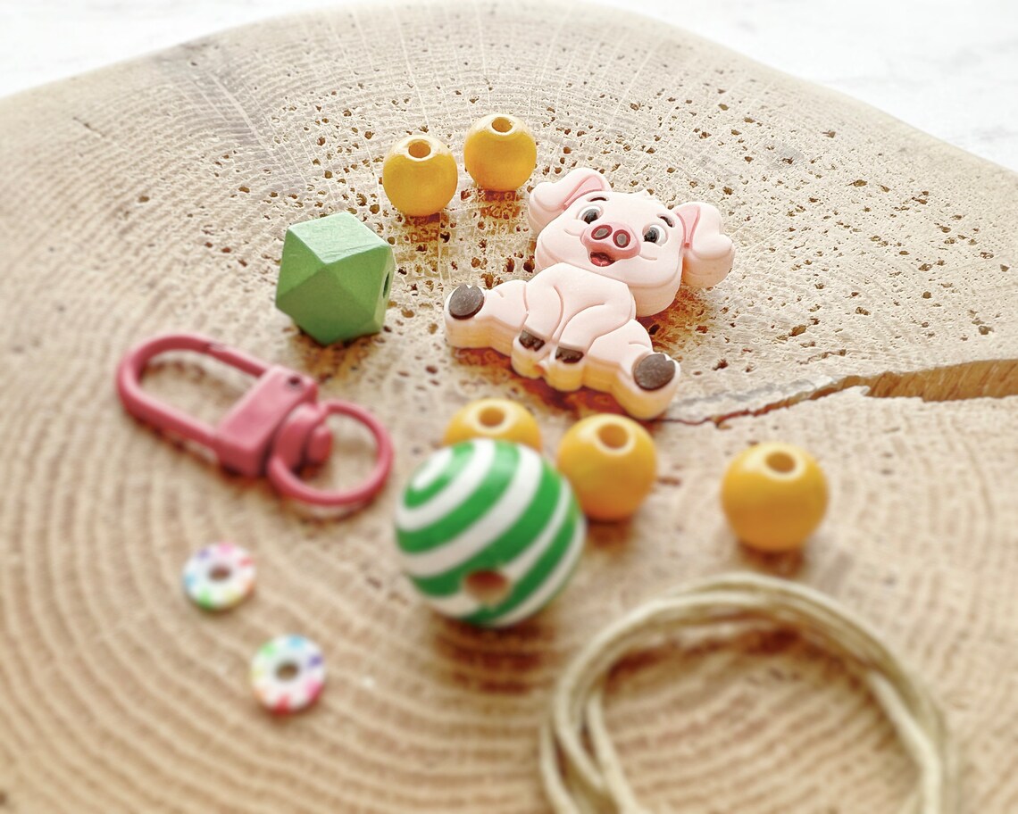 Pig Keychain Kit Party Favor Kids Diy Craft Farm Animal Birthday Party ...