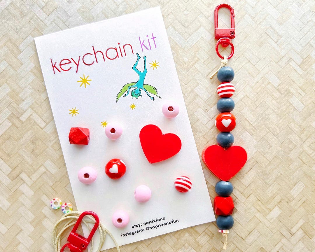 Valentines Day Party Favor DIY Keychain Kit Kids Heart Birthday Party ...
