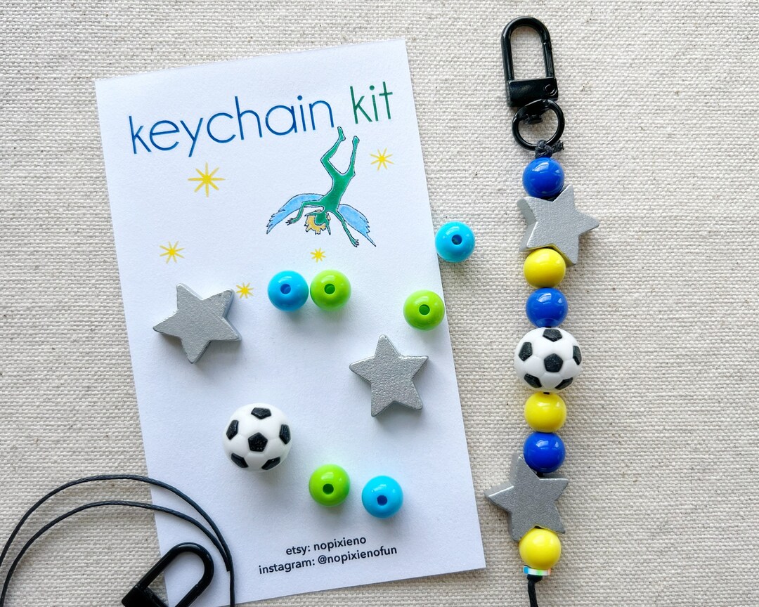 Soccer Party Favor DIY Keychain Kit Kids Sports Birthday Party Soccer ...