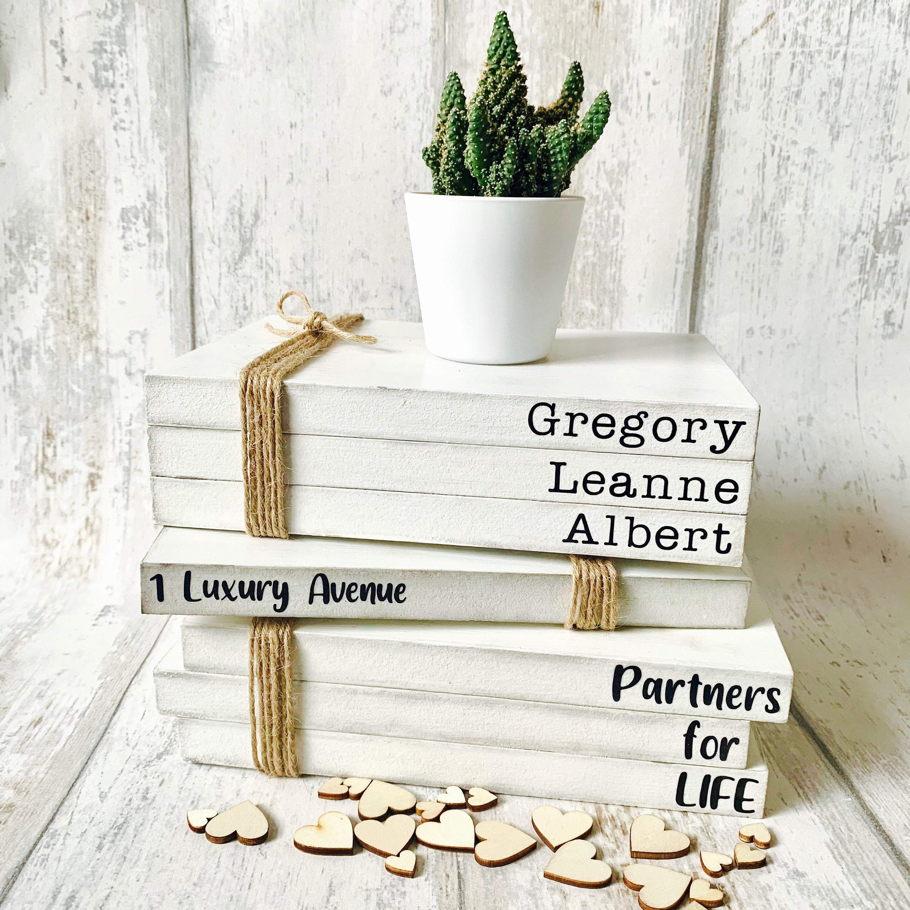 Wood Faux Book Stack Decor Family Name Faux Books | Etsy