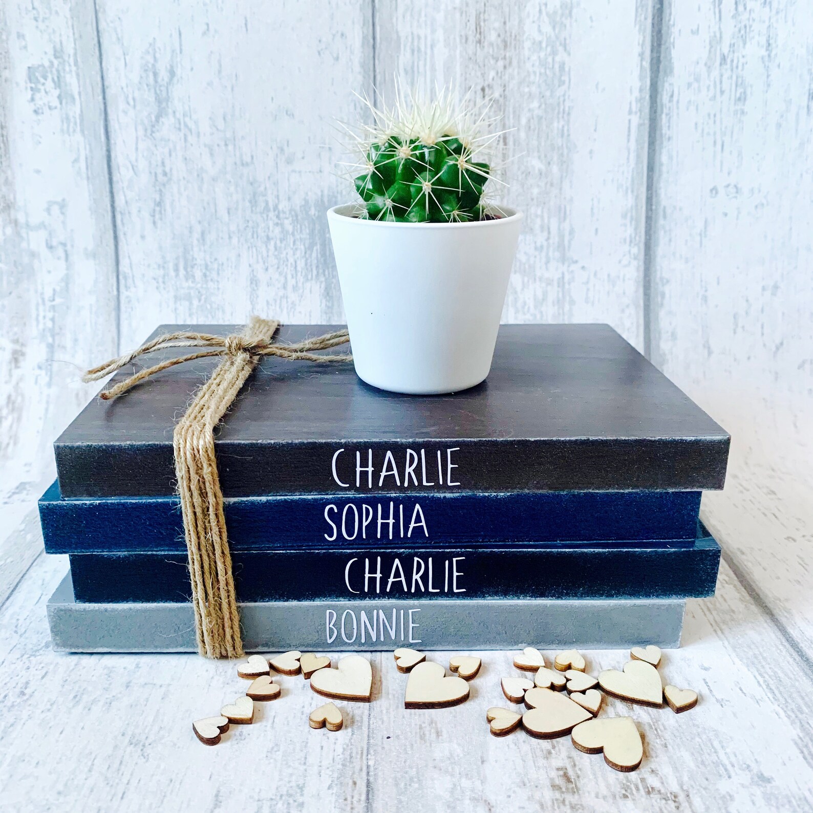 Wood Faux Book Stack Decor Family Name Faux Books - Etsy UK