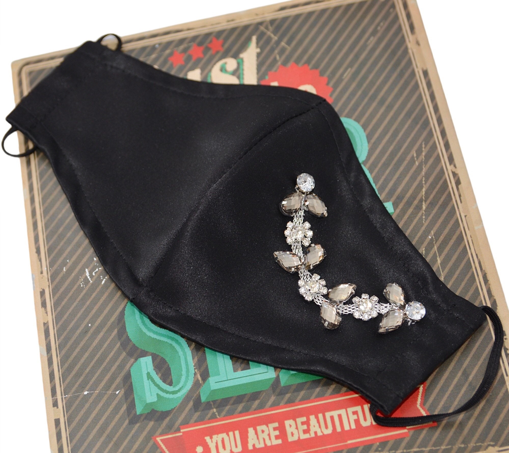 Jeweled Silky Face Mask /fashion Crystal Rhinestones | Etsy