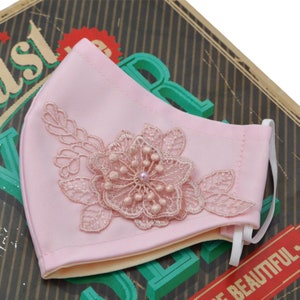 Romantic Pink Face Mask With Lace 3d Flower, Fashion Silk Cotton ...