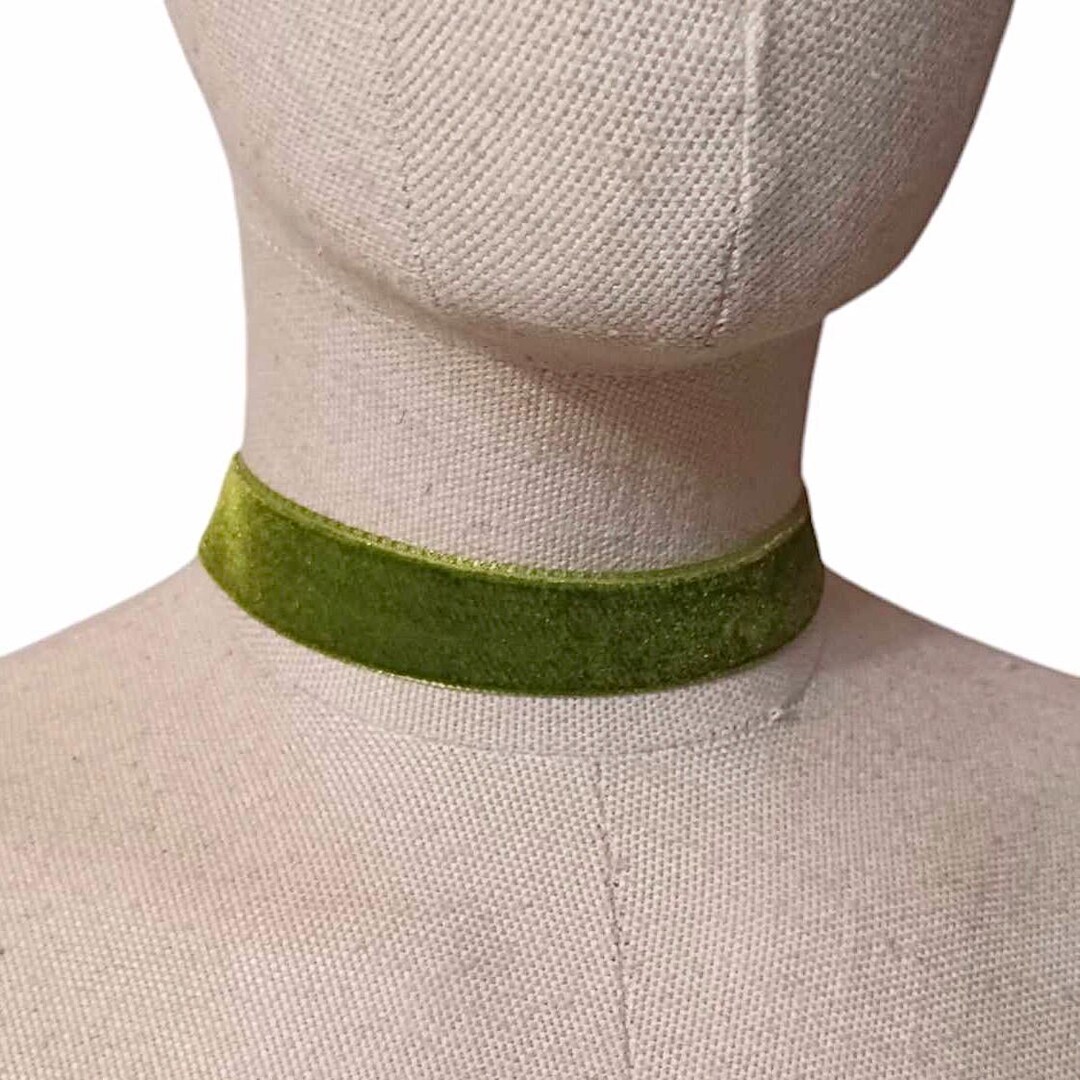 Sage Green Velvet Choker Necklace, Simple Green Choker, for Women ...