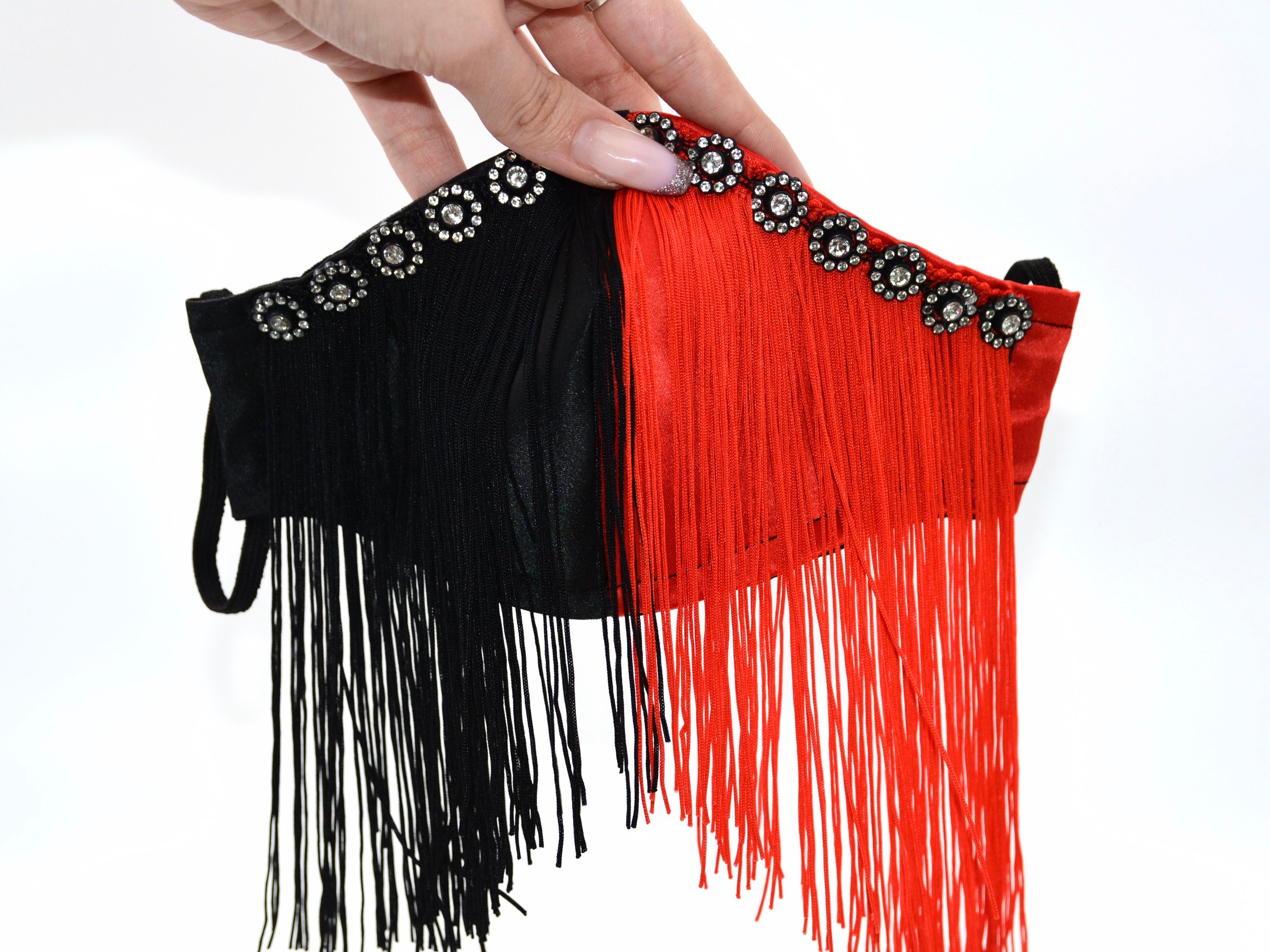 Fusion Fringe Split Face Mask/ Fancy Cute Taffeta Mask With 6 - Etsy