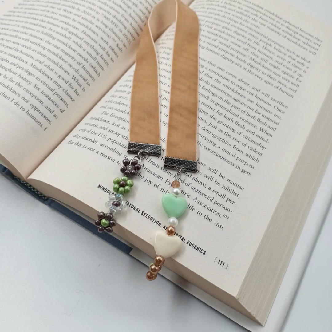 Velvet Ribbon Bookmark, Beaded Daisy Flowers Charm Vintage Romantic ...