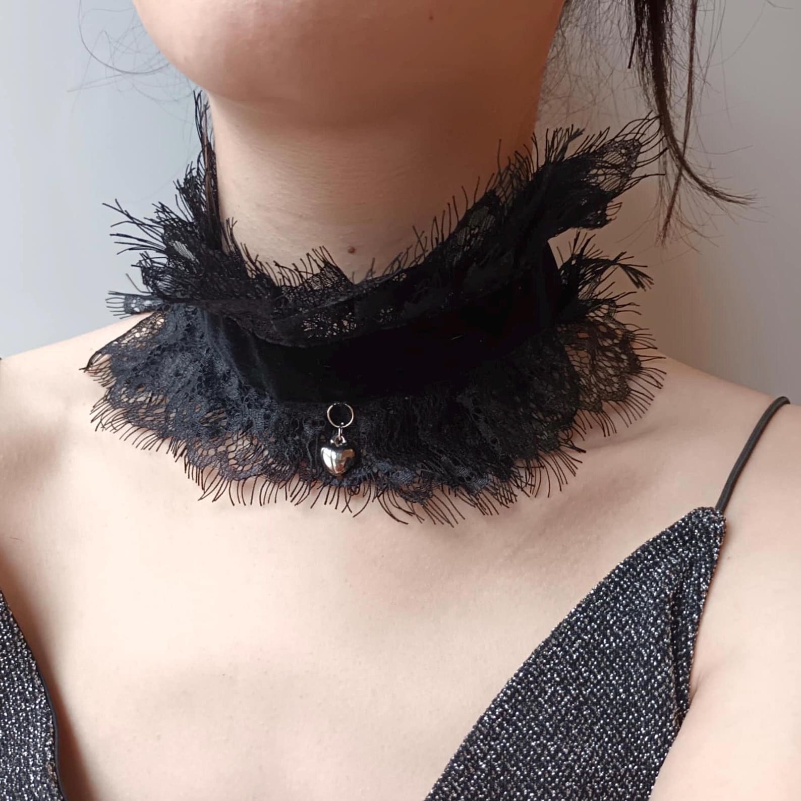 Chantilly French Lace Choker, Black Velvet Necklace, One Size ...