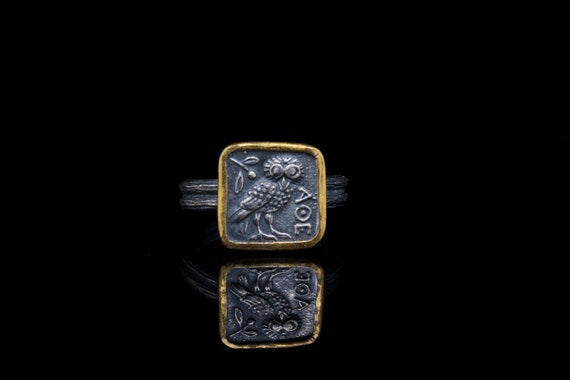 Owl of Athena Ring Ancient Greek Ring Handmade Diamond Ring - Etsy