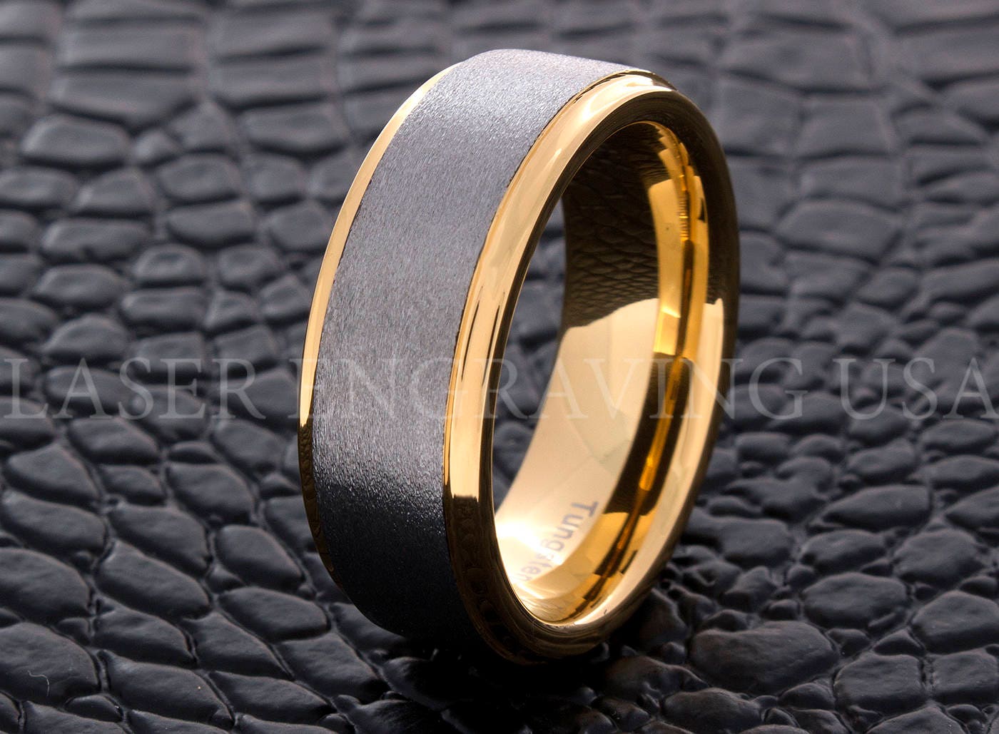 Tungsten Wedding Ring Tungsten Ring Silver Yellow Gold 8MM Men | Etsy