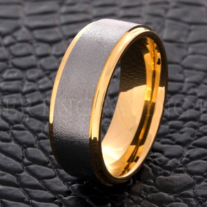 Tungsten Wedding Ring Tungsten Ring Yellow Gold Silver 8MM Wedding Band ...