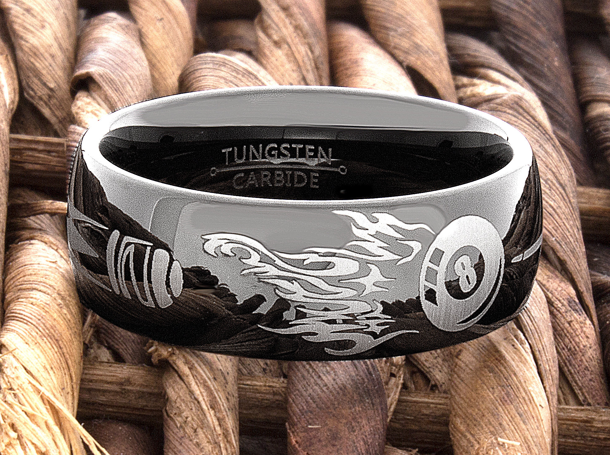 Tungsten Wedding Ring Tungsten Ring Black Pool Billiard 8-Ball | Etsy