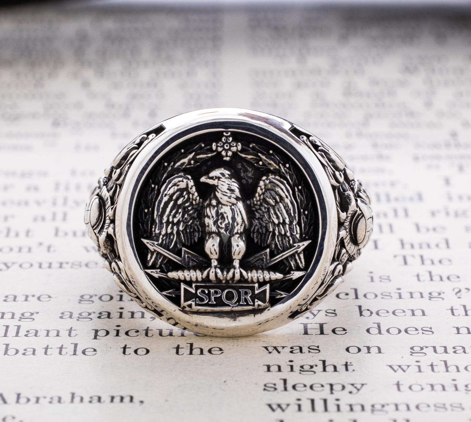 Roman SPQR Eagle Sterling Silver Signet Ring, Ancient Roman Ring, Roman ...