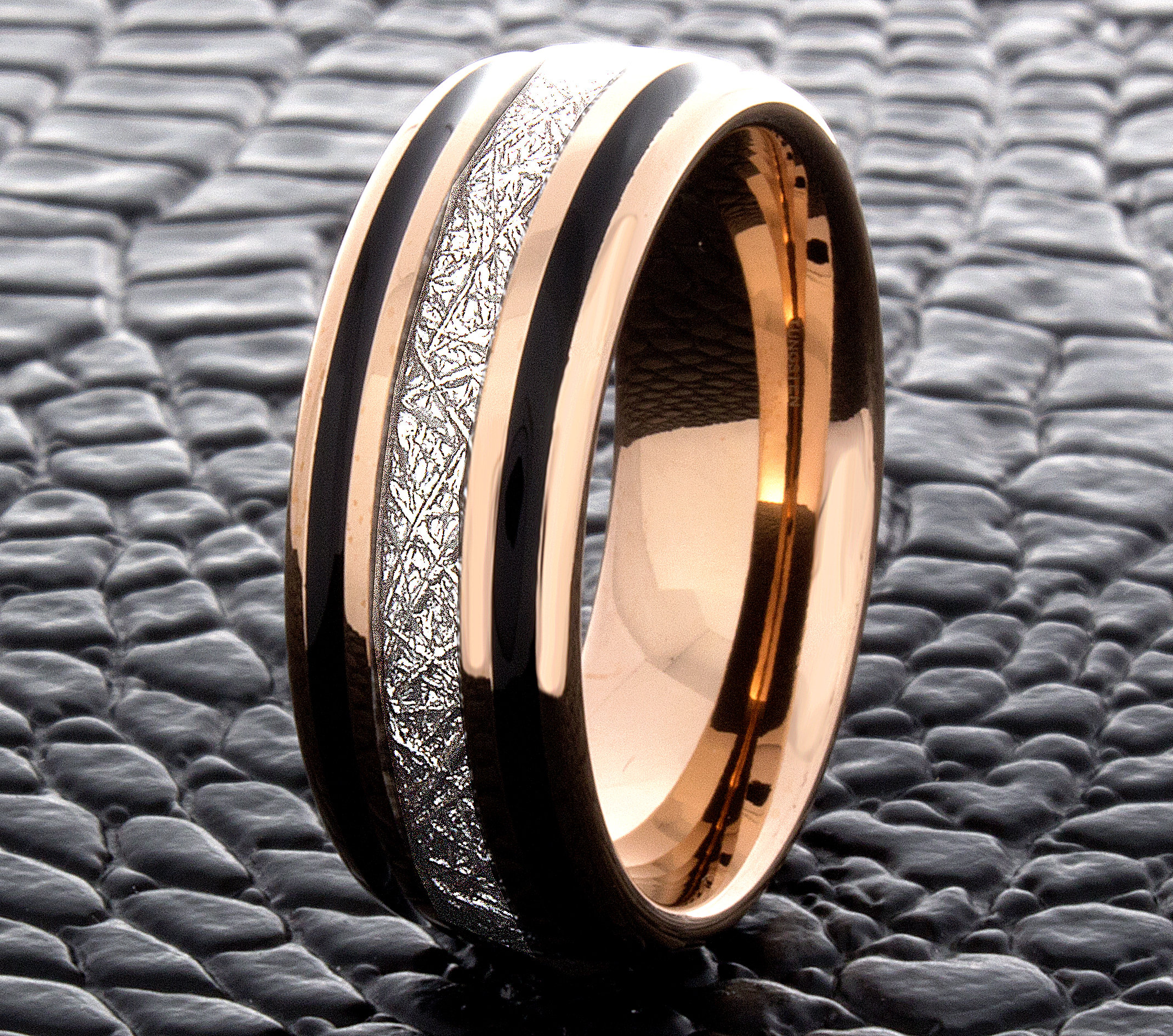 Wolfram Ehering Meteorit Ring Roségold Ring Schwarze - Etsy.de