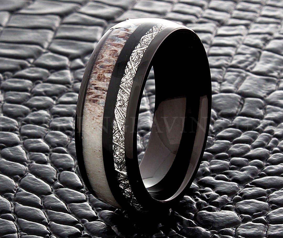 Wolfram Ehering Meteorit Ring HirschGeweih Ring Schwarzer - Etsy.de