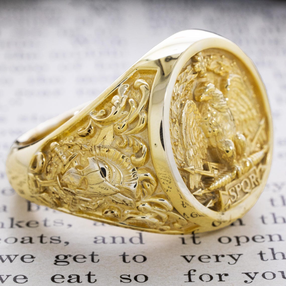 Roman SPQR Eagle Solid Gold Signet Ring, Ancient Roman Ring, Roman ...