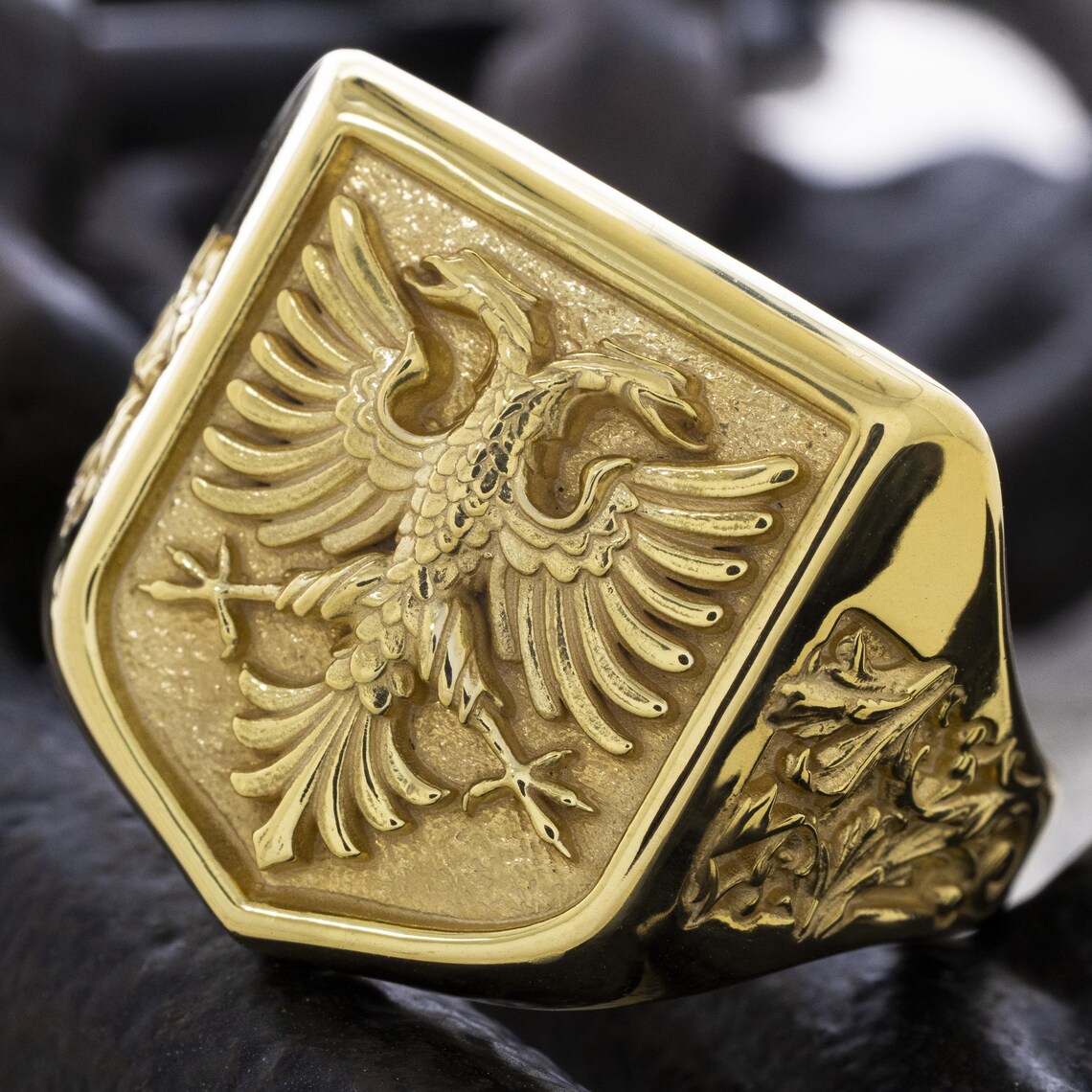 Solid Gold Albanian Eagle Signet Ring, Signet Ring for Men, Coat of ...