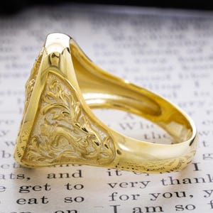 Solid Gold Polish Eagle Signet Ring, Signet Ring for Men, Coat of Arms ...